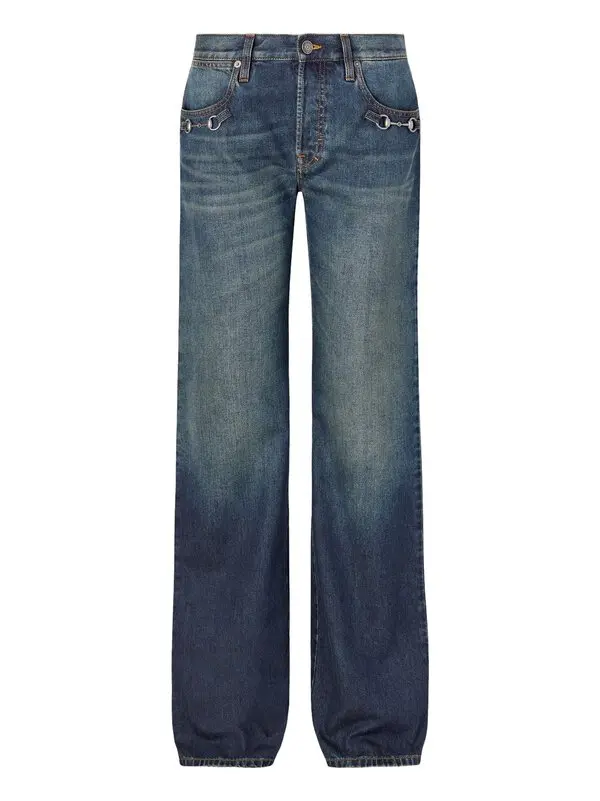 Gucci Horsebit-embellished Wide-leg Jeans - Blue