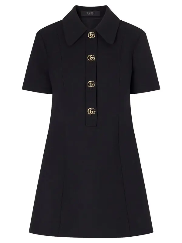 Gucci Wool-crepe Mini Dress With Gg Hardware - Black