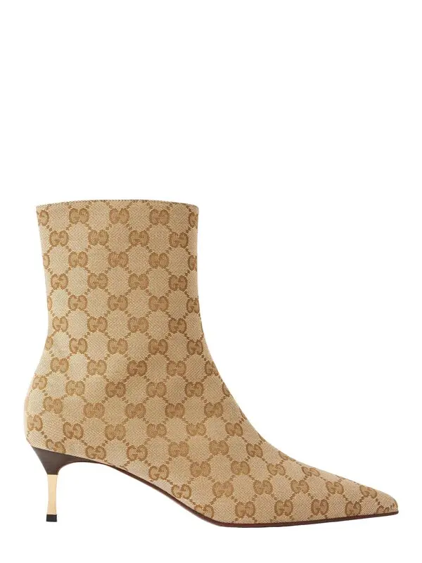 Gucci Canvas-jacquard Ankle Boots - Beige