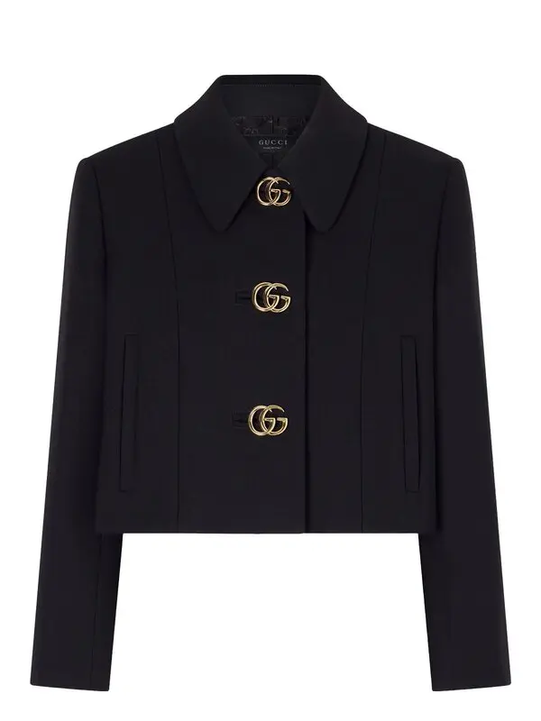 Gucci Cropped Wool-crepe Jacket - Black