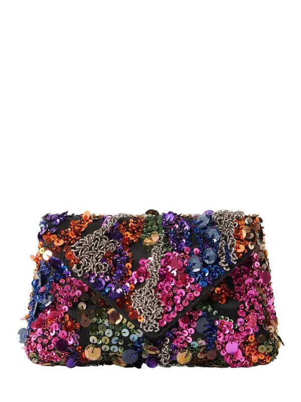 Dries Van Noten Sequin And Bead-embellished Satin Clutch - Multi