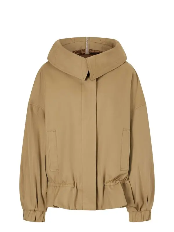 Dries Van Noten Gathered Cotton-twill Hooded Jacket - Beige