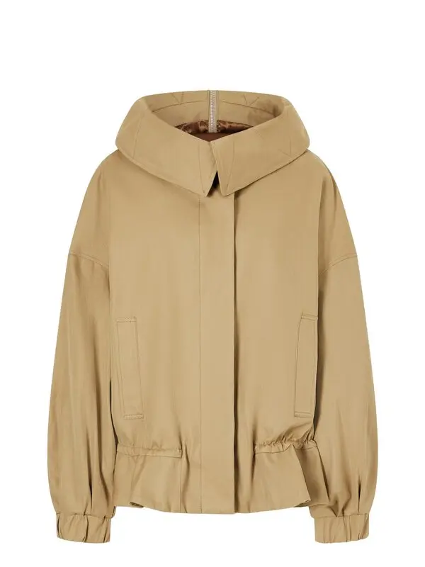 Dries Van Noten Gathered Cotton-twill Hooded Jacket - Neutrals