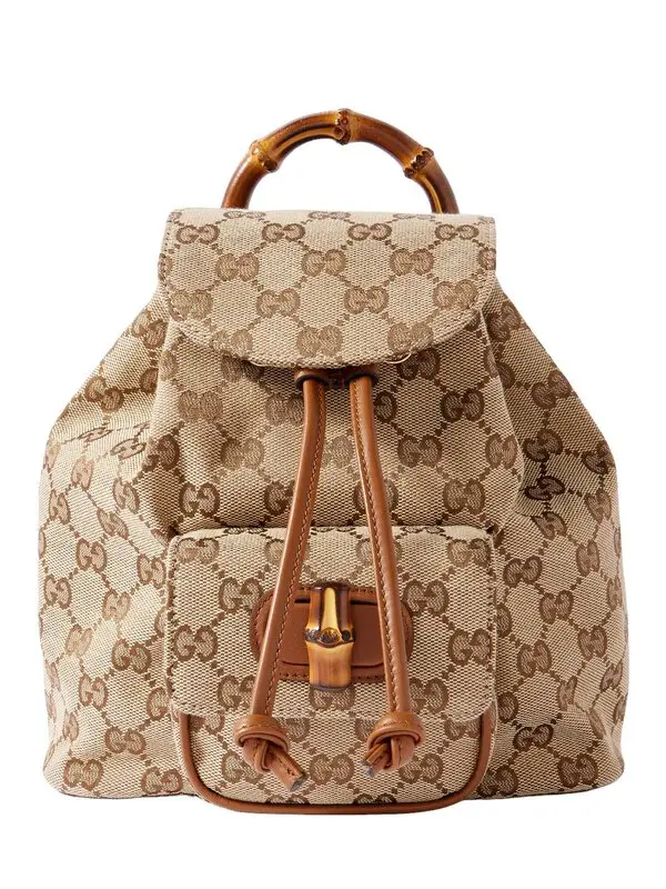 Gucci Small Leather-trimmed Canvas-jacquard Backpack - Multi