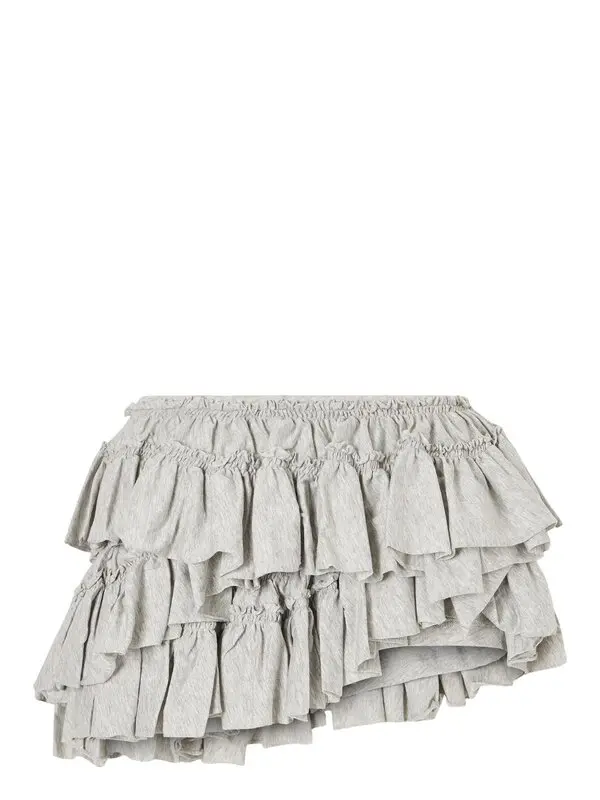 Dries Van Noten Asymmetric Ruffled Cotton-jersey Shorts - Gray