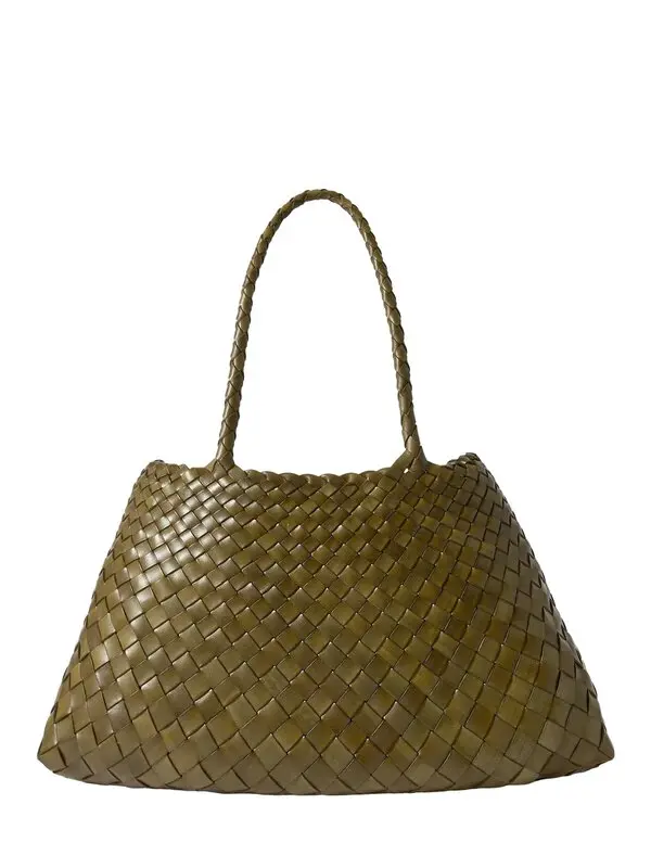 Dragon Diffusion Santa Croce Big Woven Leather Tote - Army Green