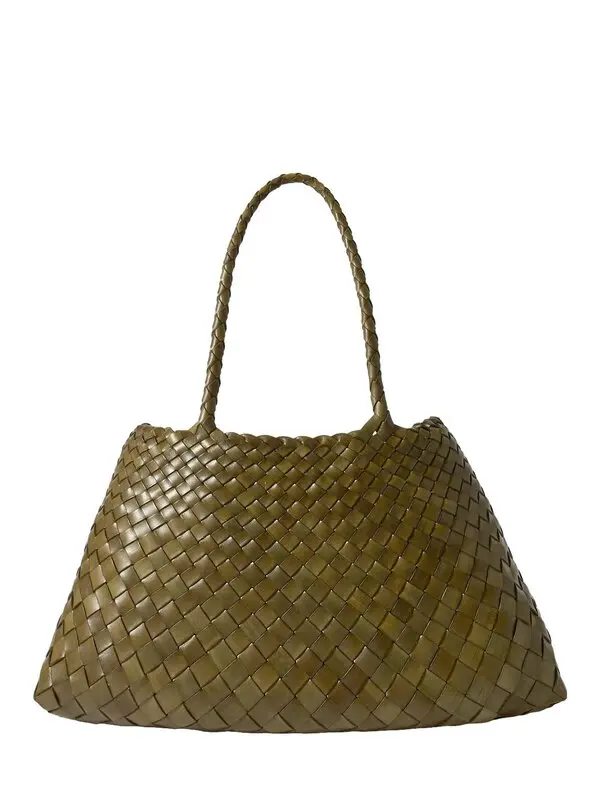 Dragon Diffusion Santa Croce Big Woven Leather Tote - Green