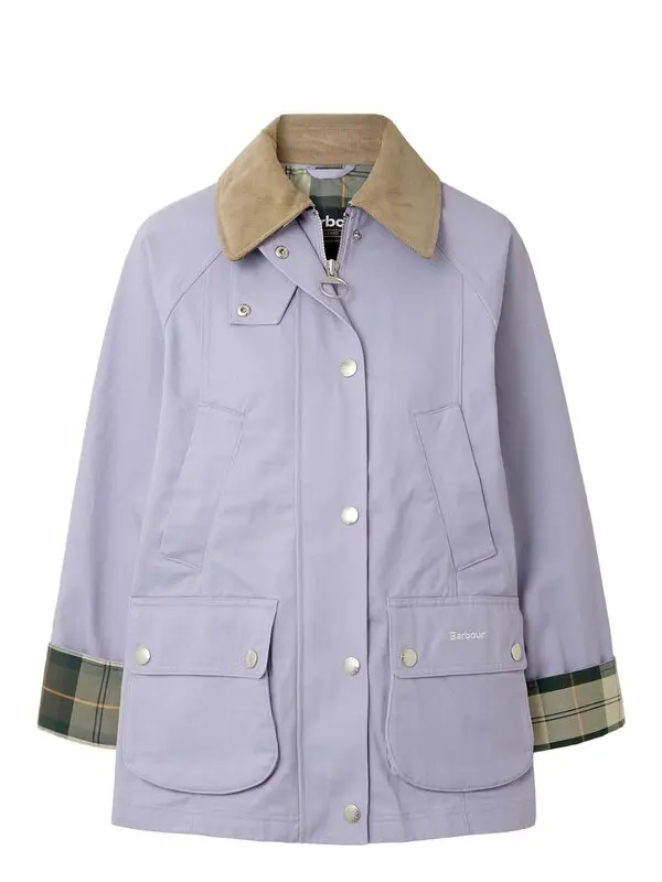 Barbour Beadnell Corduroy-trimmed Cotton-twill Jacket - Lilac
