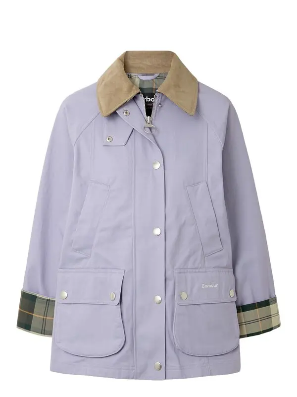 Barbour Beadnell Cotton-twill Jacket With Convertible Corduroy Trim - Purple