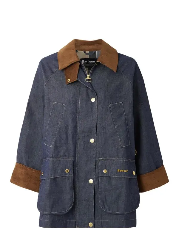 Barbour Asker Cotton-corduroy Trimmed Denim Jacket - Blue