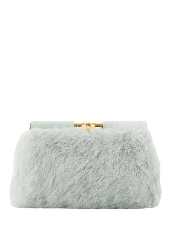 Dolce & Gabbana Leather-trimmed Shearling Shoulder Bag - Green