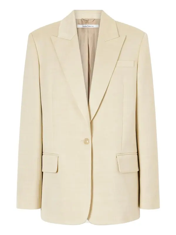 Another Tomorrow Oversized Twill Blazer - Neutrals
