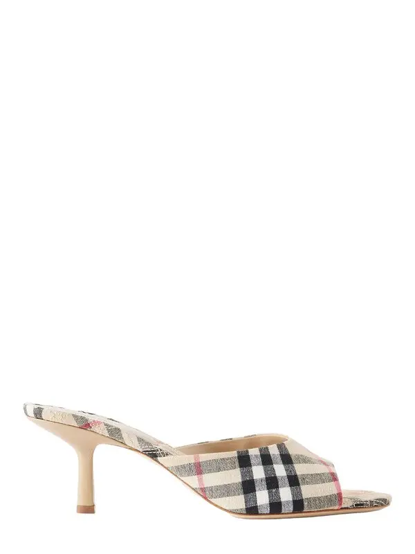 Burberry Checked Canvas Mules - Beige