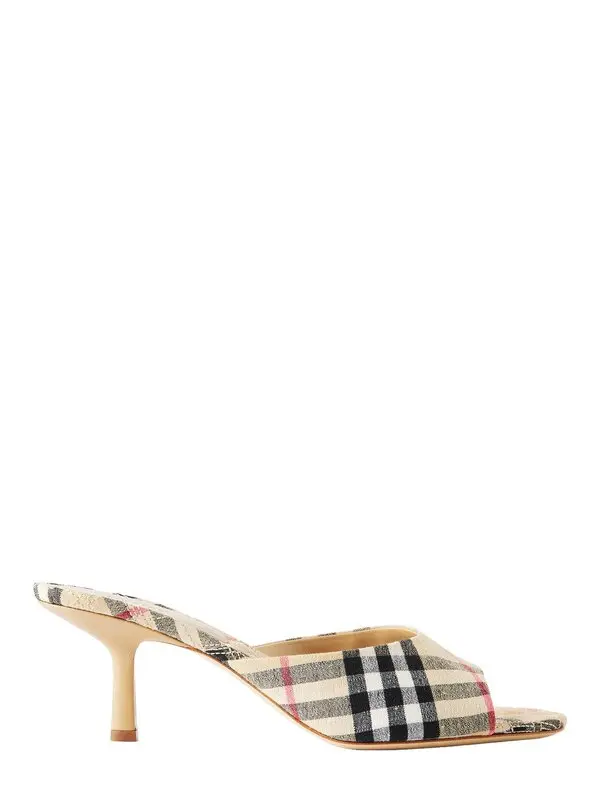 Burberry Checked Canvas Mules - Neutrals