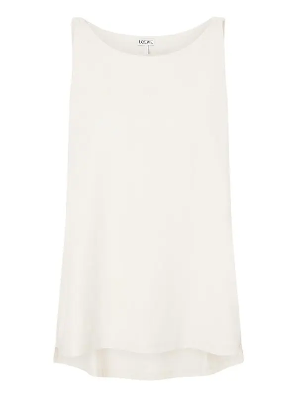 Loewe Anagram Embroidered Ribbed-knit Tank Top - Neutrals