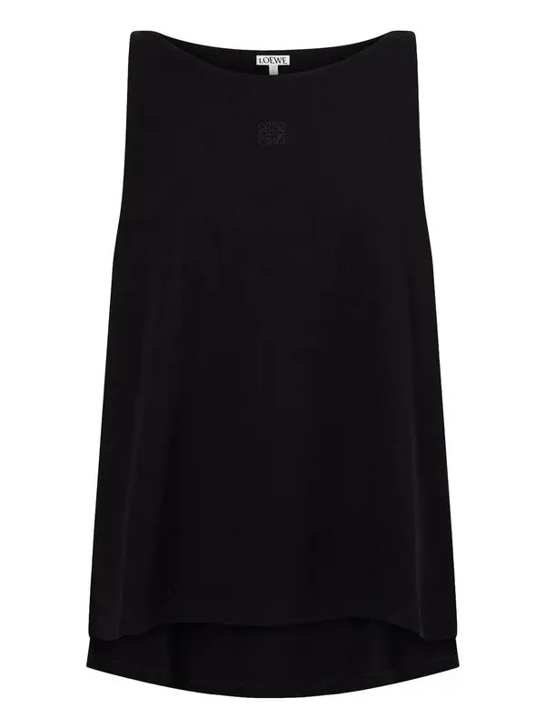 Loewe Anagram Embroidered Ribbed-knit Tank Top - Black