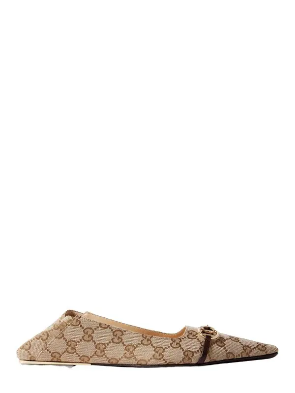Gucci Vittoria Horsebit Ballet Flats - Beige