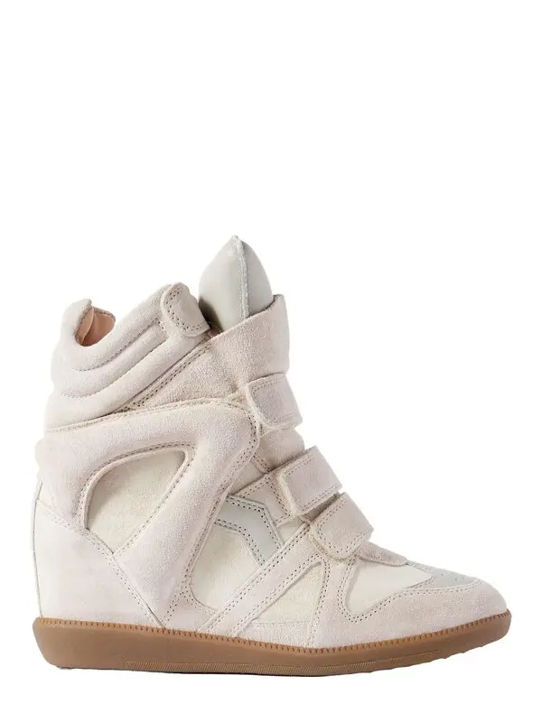 Isabel Marant Bekett Leather-trimmed Suede High-top Wedge Sneakers - Neutral