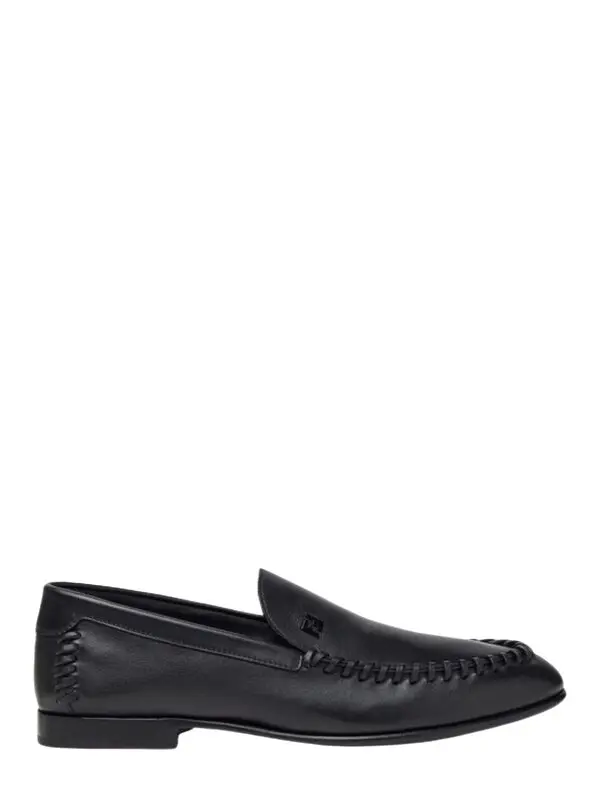 Fendi Braided Leather Loafers - Black