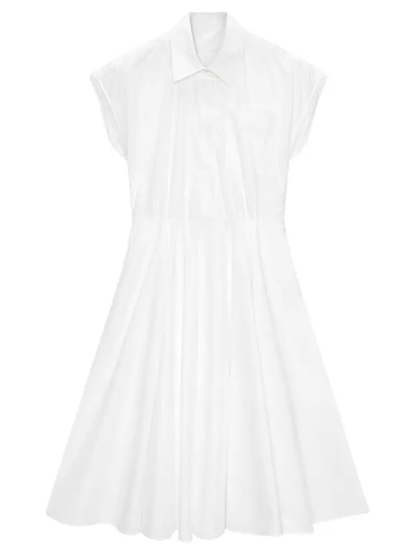 MSGM Midi Shirt Dress With Pocket - White