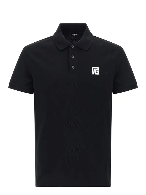 Balmain Cotton Polo Shirt - Black