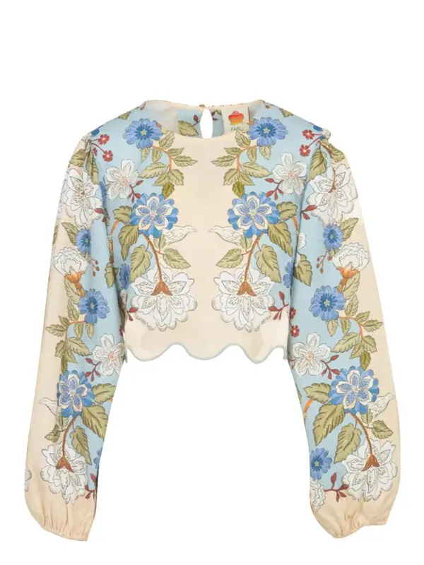Farm Rio Floral Garden Shirt - Sky Blue