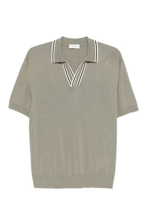 PAOLO PECORA V-neck Polo Shirt - Green