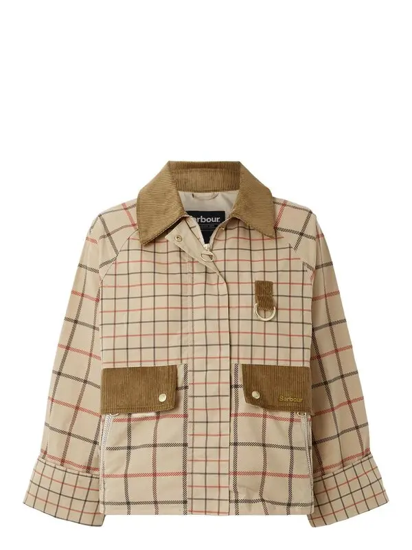 Barbour Mackworth Corduroy-trimmed Checked Cotton Jacket - Neutrals