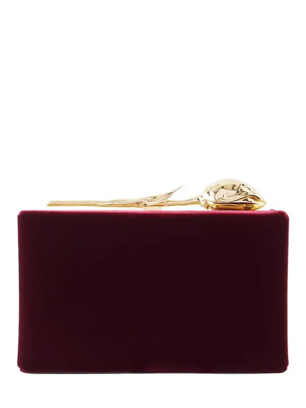Erdem Velvet Clutch With Chain Strap - Burgundy