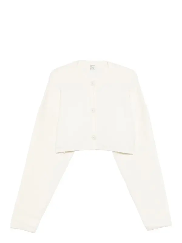 TOTEME Wool Cropped Cardigan - White