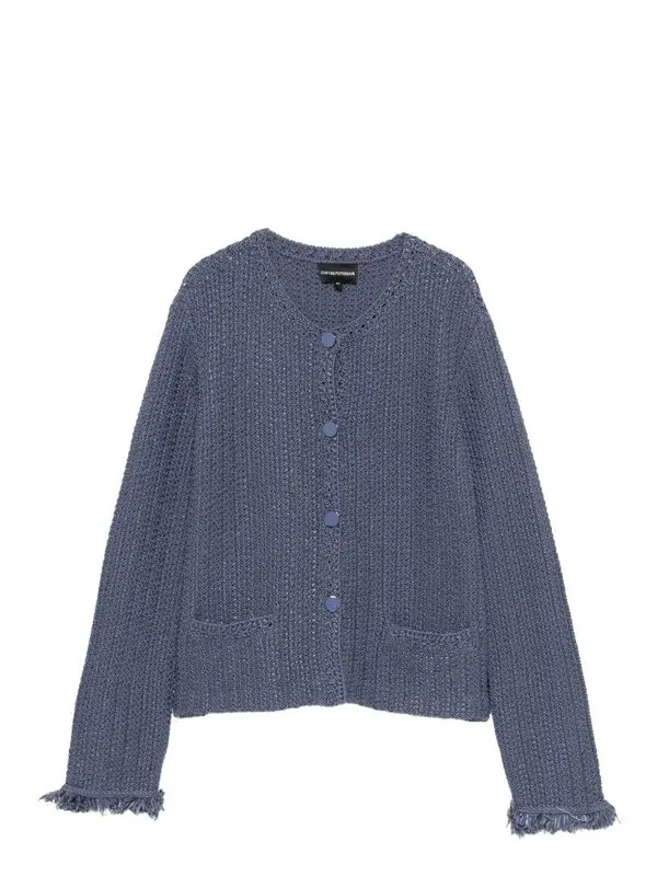 Emporio Armani Cotton Blend Blazer Jacket - Blue