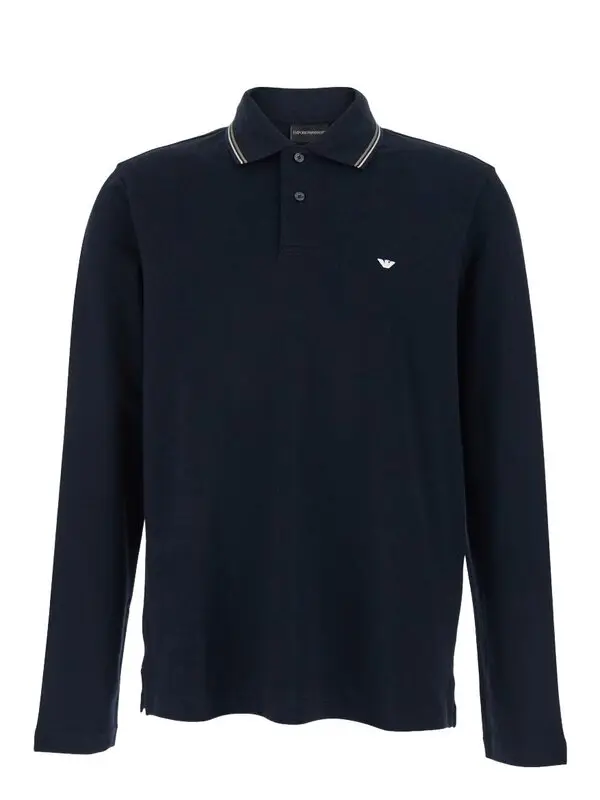 Emporio Armani Logo Cotton Polo Shirt - Blue