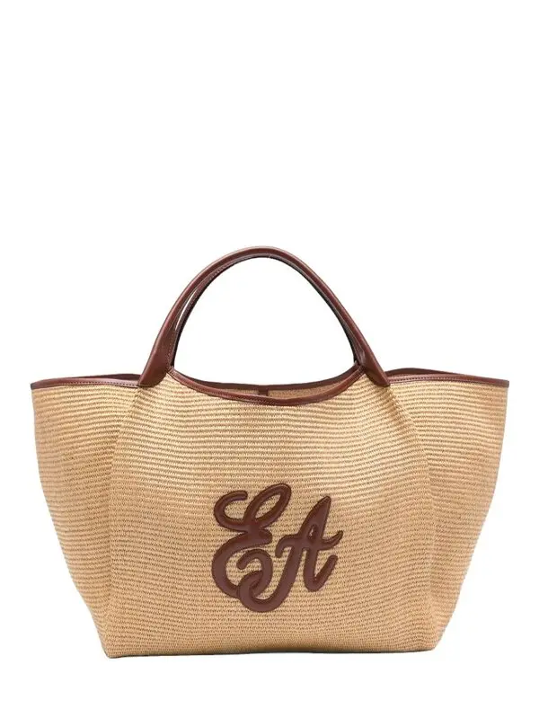 Emporio Armani Large Straw Tote Bag - Brown