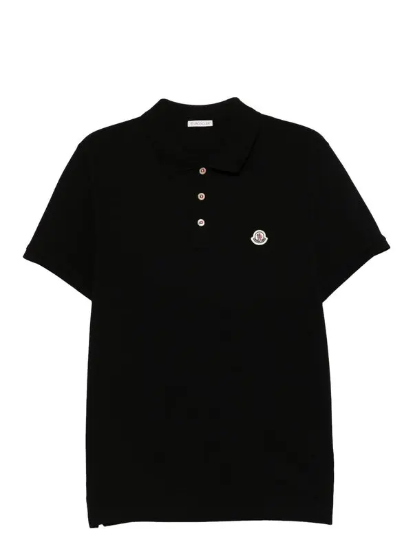 Moncler Logo Cotton Polo Shirt - Black