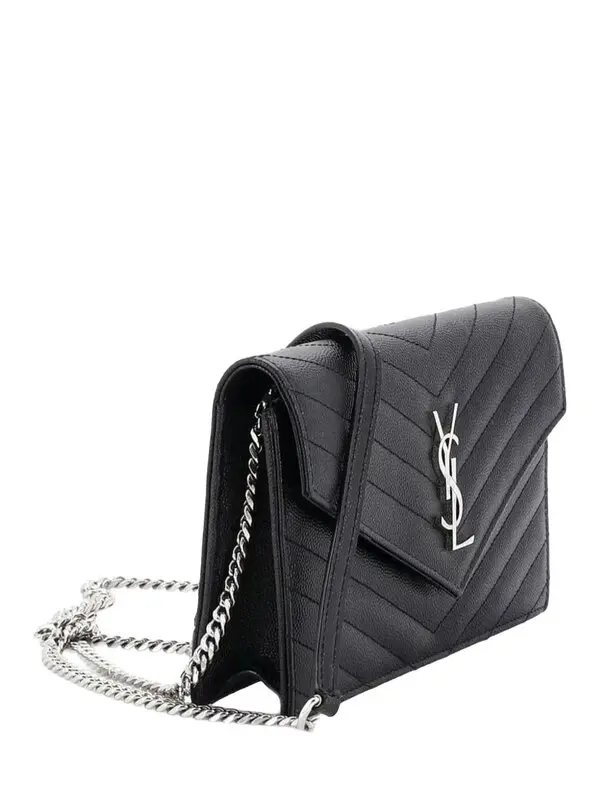 Saint Laurent Monogram Wallet On Chain - Black