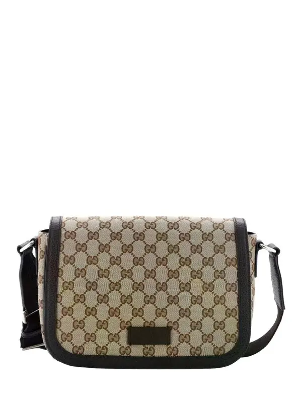 Gucci Flap Messenger Bag Gg Canvas Small - Brown