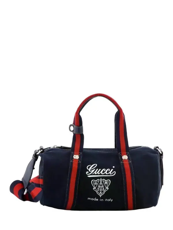 Gucci Crest Duffle Printed Canvas Small Travel Bag - Blue