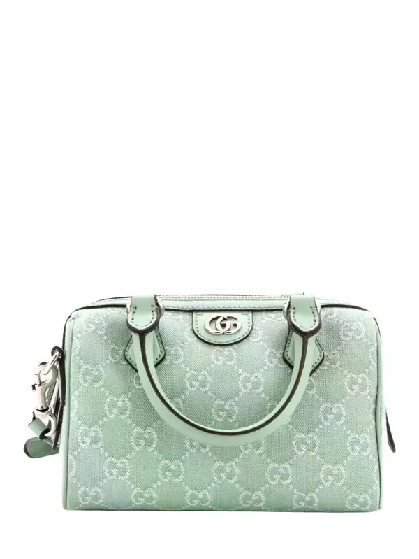 Gucci Ophidia Convertible Boston Bag Gg Denim Mini Handbag - Green