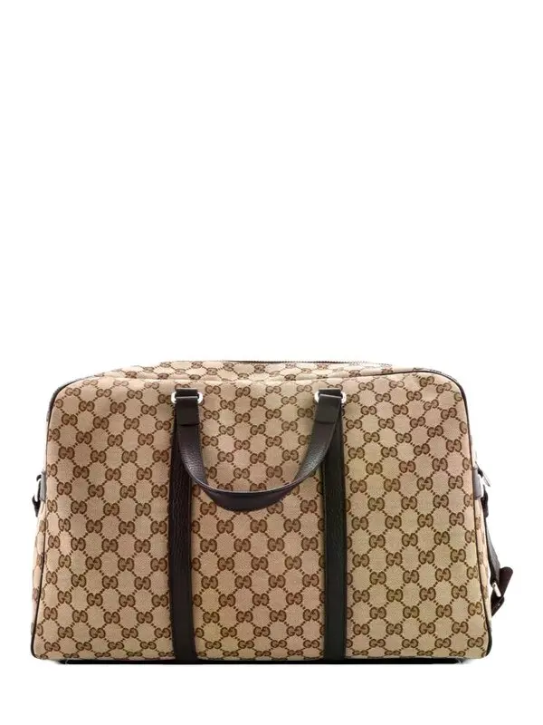 Gucci Convertible Boston Carry On Duffle Bag Gg Canvas Medium Travel Bag - Brown