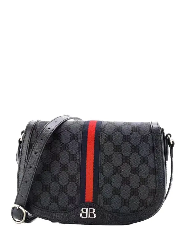 Gucci X Balenciaga The Hacker Project Flap Messenger Bag - Black