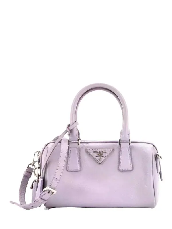 Prada Lux Convertible Boston Bag Saffiano Leather Small Handbag - Purple