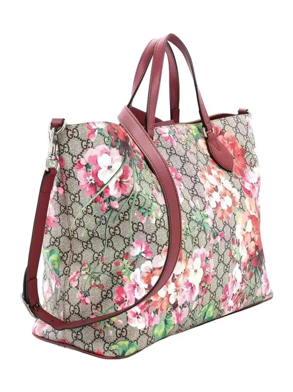 Gucci Gg Coated Canvas Blooms Print Convertible Tote Bag - Brown