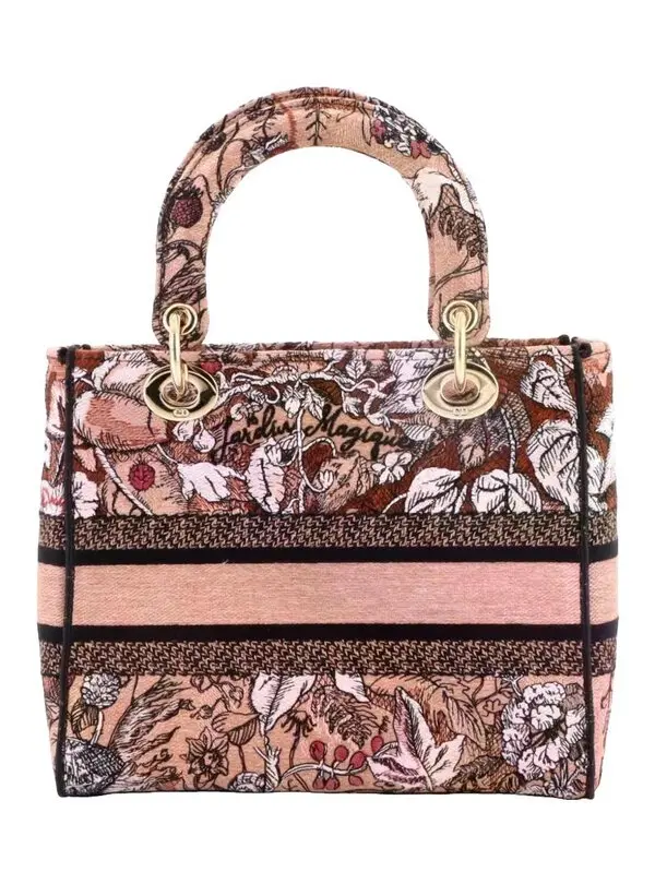 Dior Lady D-lite Embroidered Canvas Medium Satchel - Pink