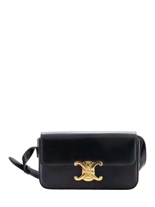 Celine Triomphe East-west Smooth Calfskin Shoulder Bag - Black