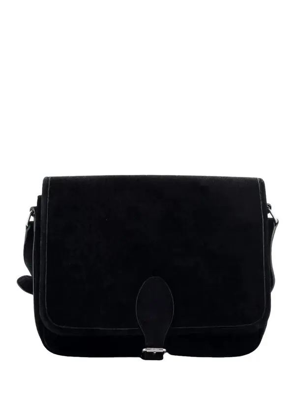 Saint Laurent Le Monogramme Buckle Satchel Monogram Velvet And Suede Crossbody Bag - Black