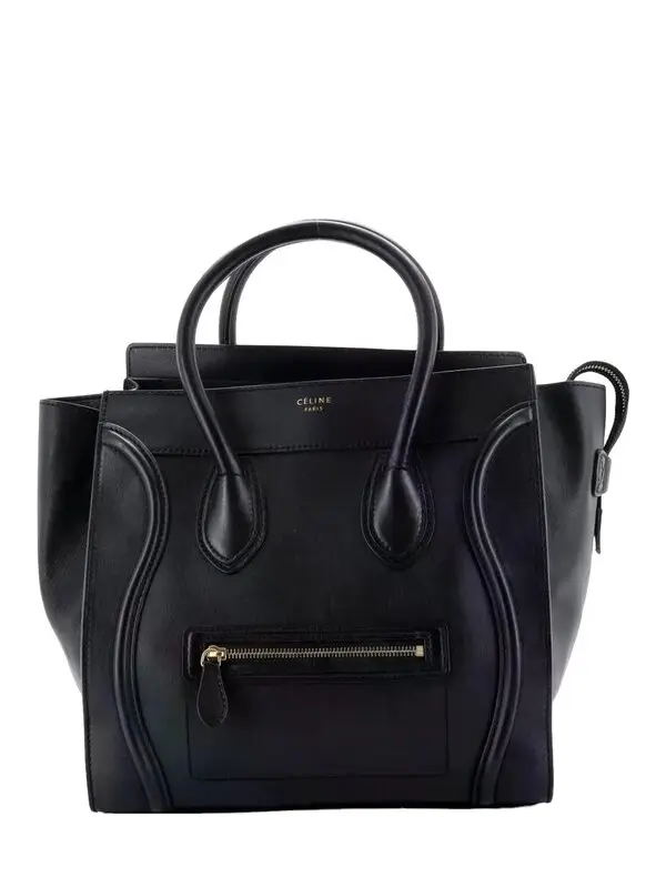 Celine Luggage Smooth Leather Mini Tote Bag - Black