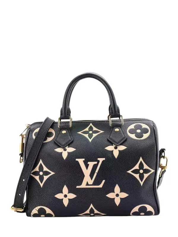 LOUIS VUITTON Speedy Bandouliere 25 Handbag Bicolor Monogram Empreinte Giant - Black