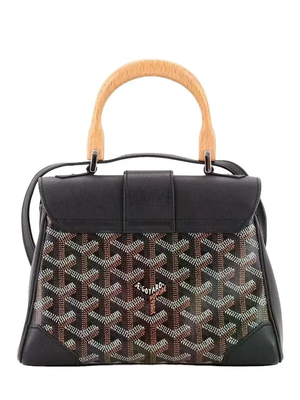 Goyard Saigon Mini Shoulder Bag Coated Canvas With Leather Top Handle - Black