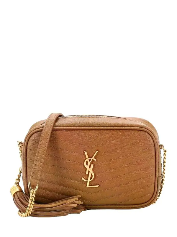 Saint Laurent Loulou Matelassé Chevron Mini Crossbody Bag - Brown