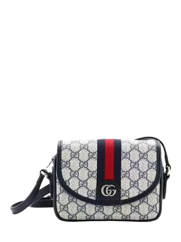 Gucci Ophidia Flap Gg Coated Canvas Mini Shoulder Bag - Blue